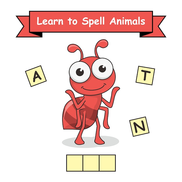 Charming Ant Teaches Spelling of Animals with Fun Letters | Jiffy Designs