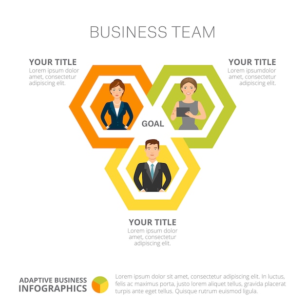 Hexagonal Business Team Infographic with Portraits and Text ...