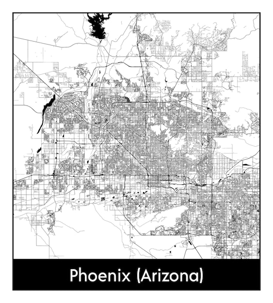 Detailed Map of Phoenix City, Arizona with Intricate Grid Layout ...