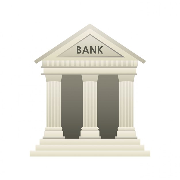 Vintage Bank Building Illustration with Neoclassical Architectural ...