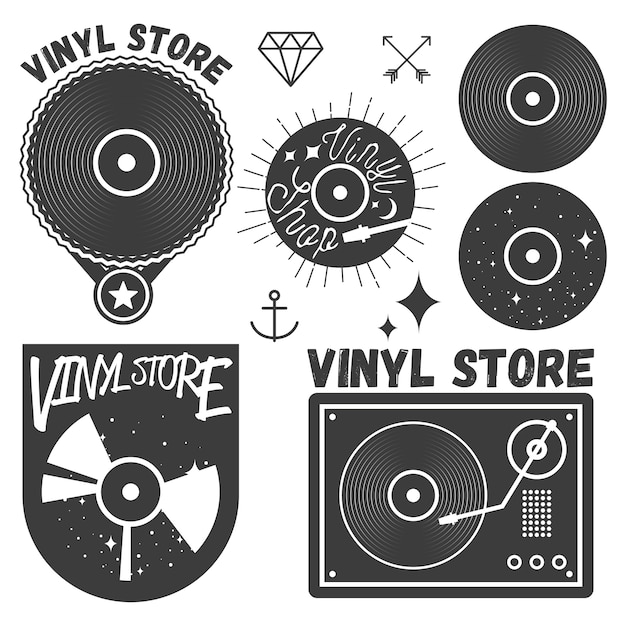 Vintage Vinyl Records and Music Store Emblems | Jiffy Designs