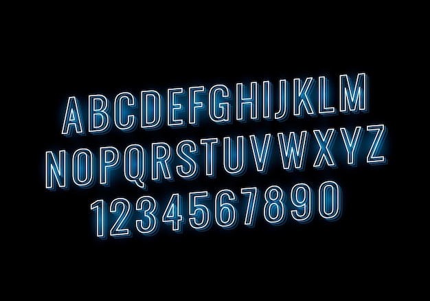 Glowing Neon Alphabet Letters and Numbers on Black Background | Jiffy ...