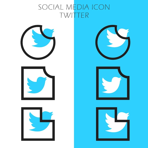 Diverse Twitter Social Media Icon Collection with Vibrant Blue ...