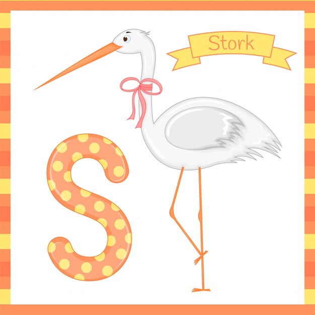 Charming Stork with Polka Dot Letter S | Jiffy Designs