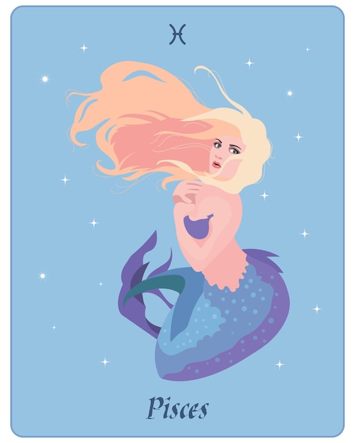 Whimsical Pisces Mermaid Floating in the Starry Night Sky | Jiffy Designs