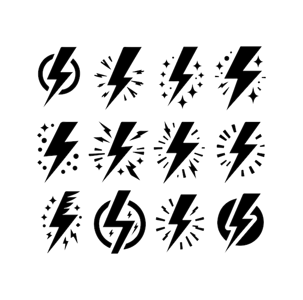 Striking Bolt Symbols in Bold Monochrome Graphic Design | Jiffy Designs