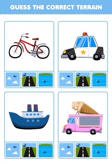 Diverse Transportation Vehicles and Terrains in Illustrated Collection ...