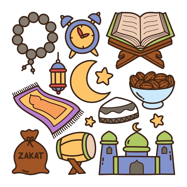 Vibrant Islamic Symbols and Iconography in Playful Illustration | Jiffy ...