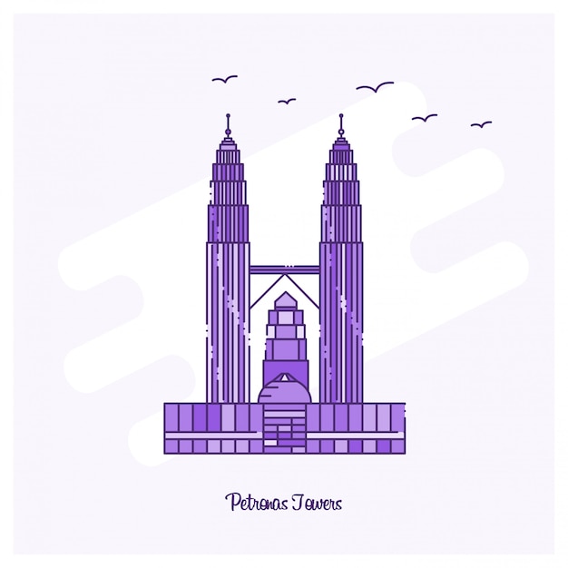 Iconic Petronas Towers Silhouette in Vibrant Purple | Jiffy Designs