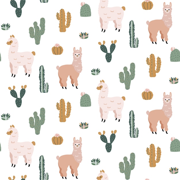Whimsical Alpacas and Cacti Pattern | Jiffy Designs