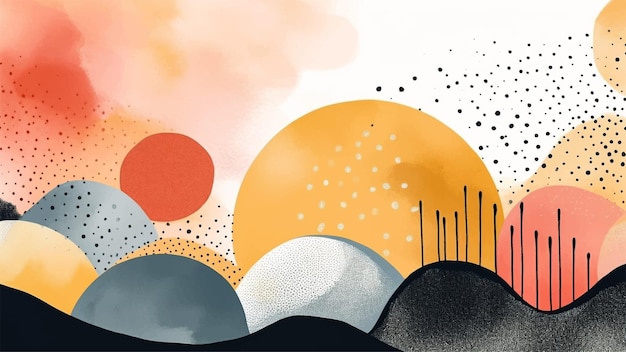 Vibrant Abstract Landscape with Dotted Patterns | Jiffy Designs