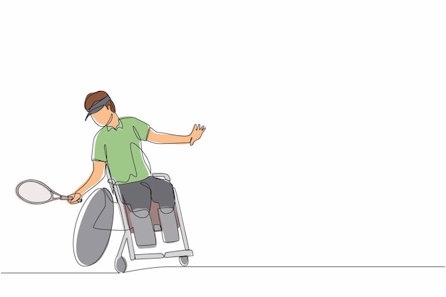 Adaptive Tennis Player Swinging Racket on Court | Jiffy Designs