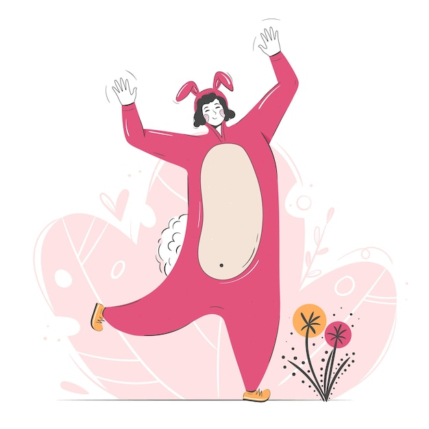 Joyful Bunny Dancer Celebrates in Vibrant Meadow | Jiffy Designs