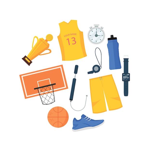Vibrant Basketball Gear and Accessories Arrangement | Jiffy Designs