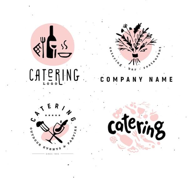 Vibrant Catering Collection: Diverse Culinary Emblems and Symbols ...