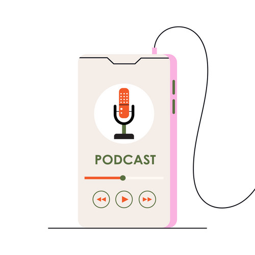 Vector Flat Illustration Of The Smartphone With Podcast App On The ...
