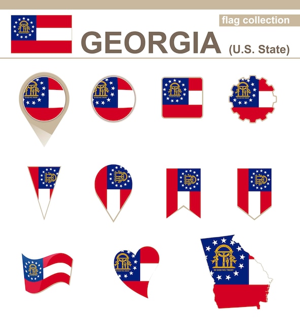 Diverse Depictions of the Georgia State Flag in Vibrant Designs | Jiffy ...