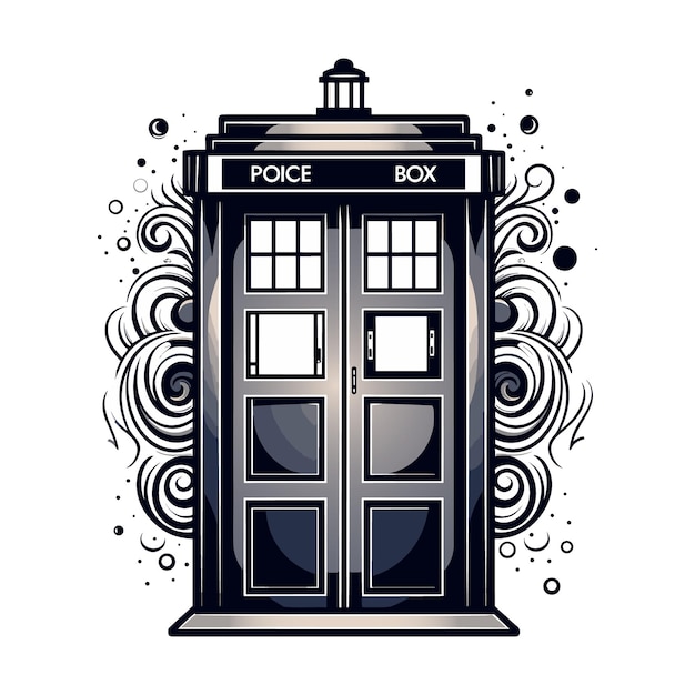 Majestic Time-Traveling Police Box Amid Swirling Cosmic Patterns ...