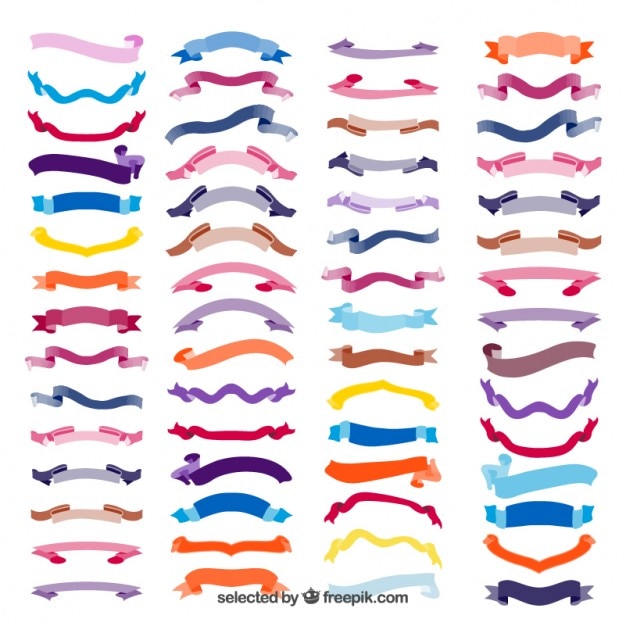 Vibrant Ribbon Banners Collection with Diverse Colors and Styles ...