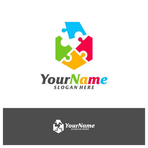 Colorful Puzzle Logo Design Template. Puzzle Logo Concept Vector ...