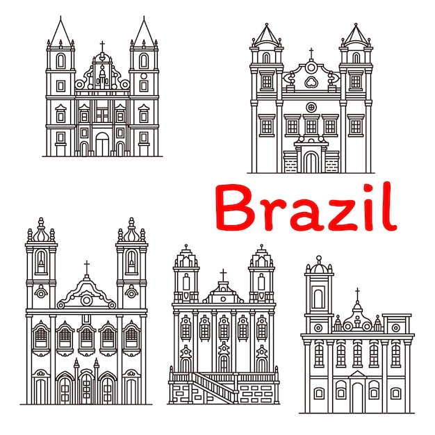 Iconic Architectural Landmarks of Brazil in Detailed Illustration ...