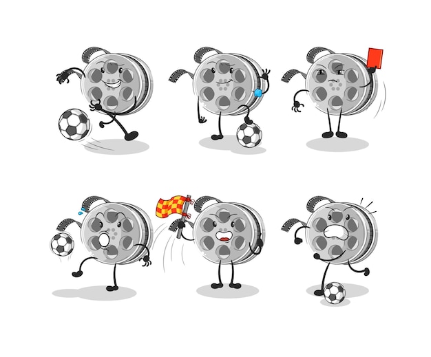 Playful Film Reel Characters Engaged in Soccer Antics | Jiffy Designs