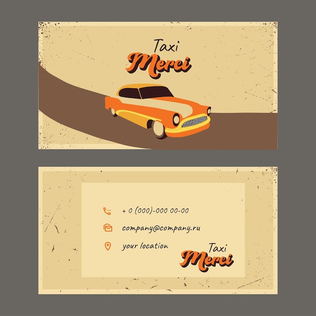 Retro Taxi Cab Illustration with Vintage Branding | Jiffy Designs