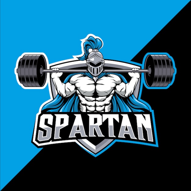 Powerful Spartan Warrior Lifting Heavy Barbell Emblem | Jiffy Designs