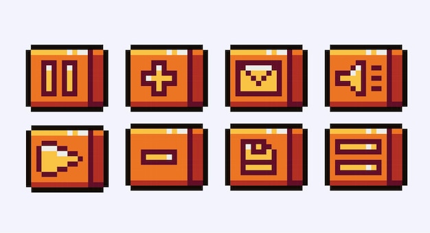 Vibrant Pixel Art Icons Depicting Various Symbols | Jiffy Designs