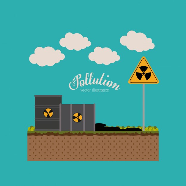 Radioactive Waste Pollution Landscape with Warning Sign | Jiffy Designs