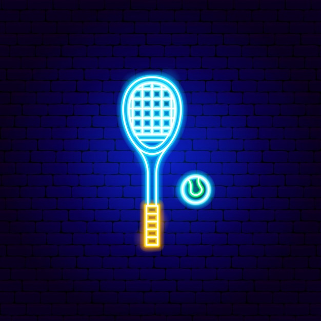 Glowing Neon Tennis Racket and Ball Icon | Jiffy Designs