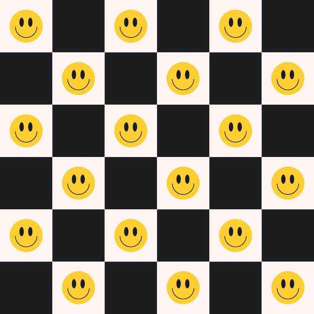 Cheerful Smiley Face Checkerboard Pattern | Jiffy Designs