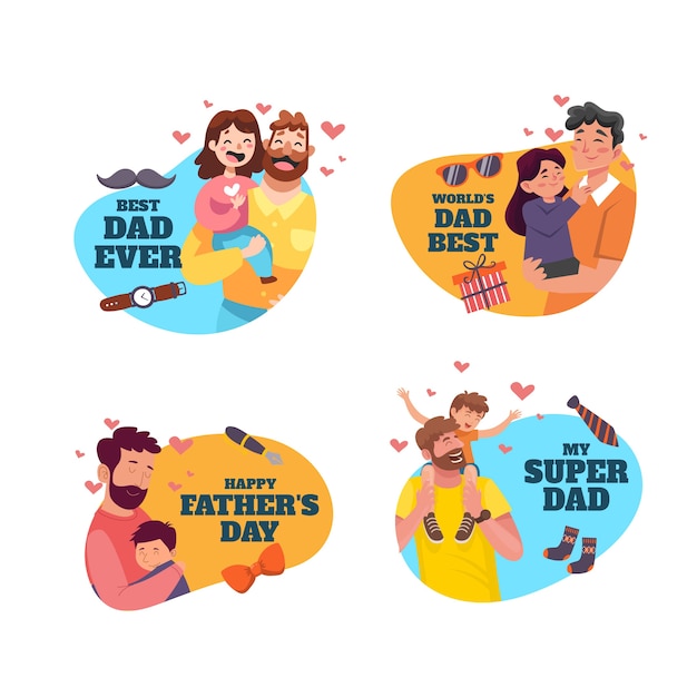 Vibrant Father's Day Illustrations Celebrating Fatherhood and Family ...