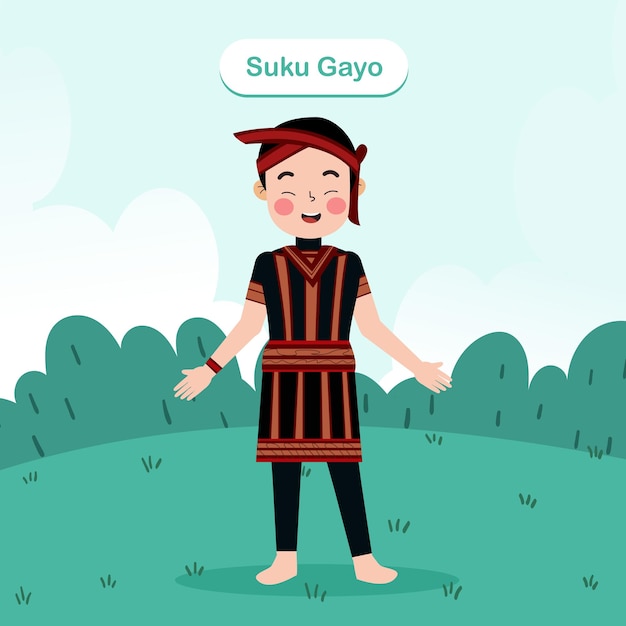 Cheerful Suku Gayo Boy in Traditional Costume Amid Lush Greenery ...