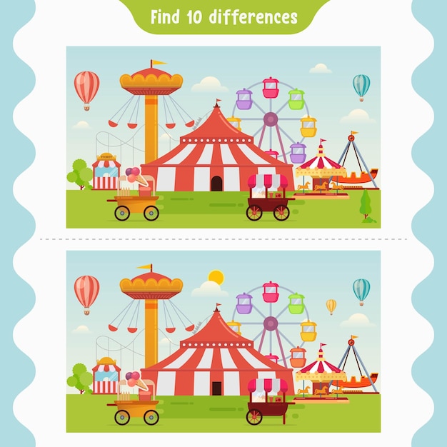 Vibrant Carnival Scene with 10 Differences | Jiffy Designs