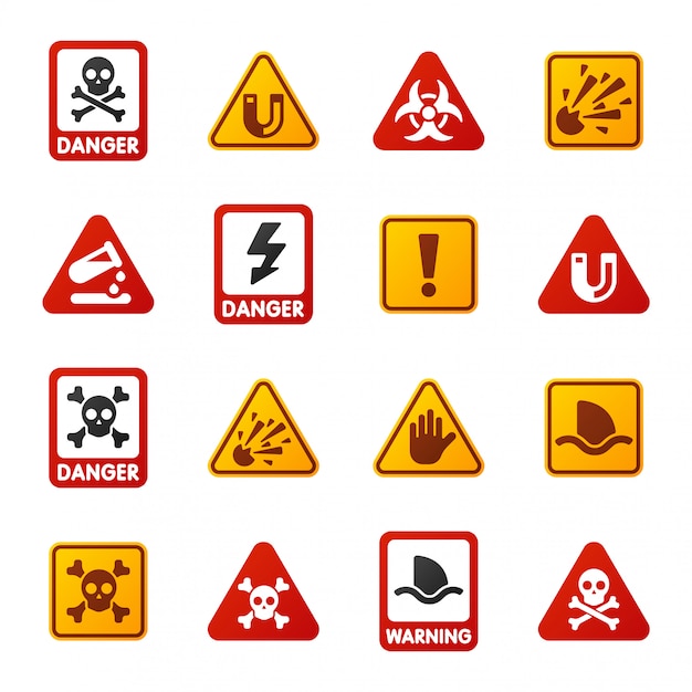 Vibrant Warning Signs: A Collection of Iconic Safety Symbols | Jiffy ...
