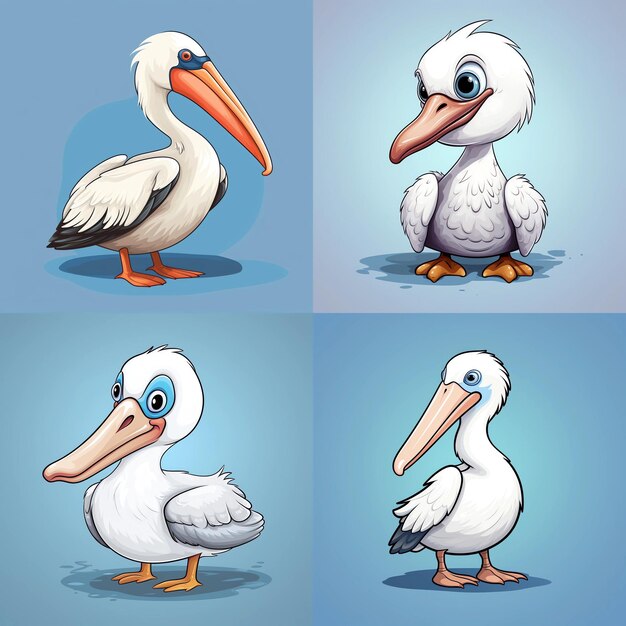 Charming Cartoon Pelicans: A Flock of Whimsical Waterfowl | Jiffy Designs