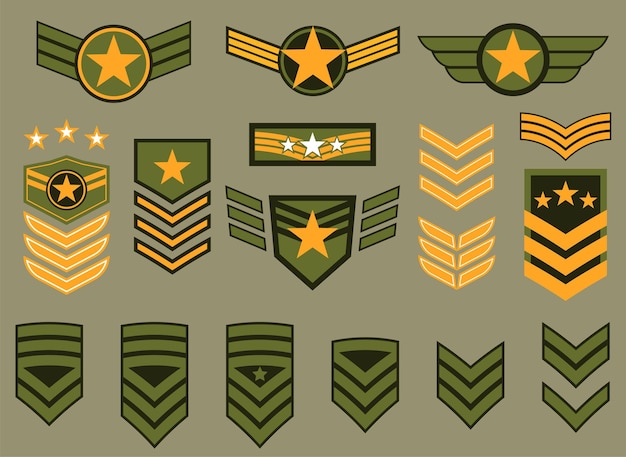 Iconic Military Insignia and Rank Symbols in Retro Style | Jiffy Designs