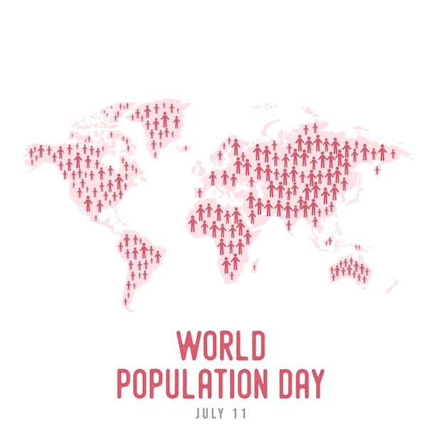 Vibrant Red Silhouettes Depicting World Population on Map | Jiffy Designs