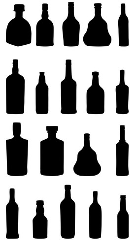 Vector Illustration Silhouette Alcohol Bottle. Eps 10. | Jiffy Designs