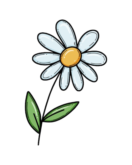 Stylized Daisy Flower Illustration with Bold Outlines and Colors ...