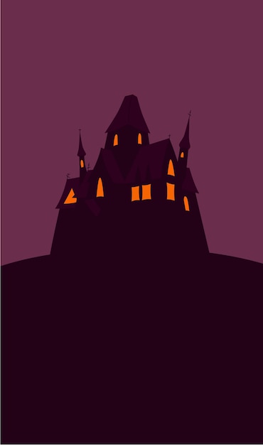 Enchanted Nightfall Castle Silhouette with Glowing Windows | Jiffy Designs