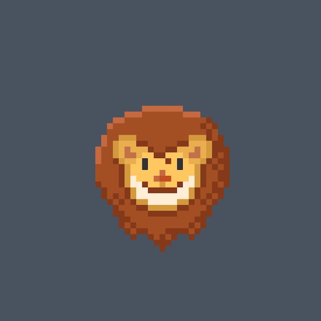 Charming Pixel Art Lion Head Icon | Jiffy Designs