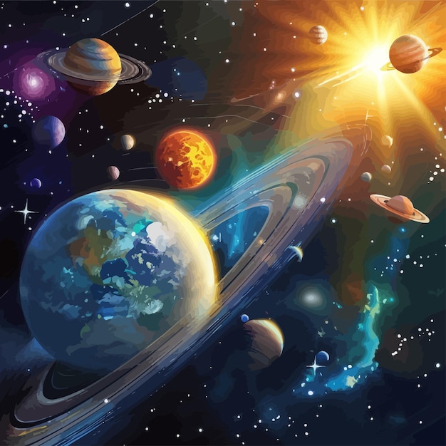 Captivating Cosmic Panorama: Planets, Stars, and Celestial Wonders | Jiffy Designs