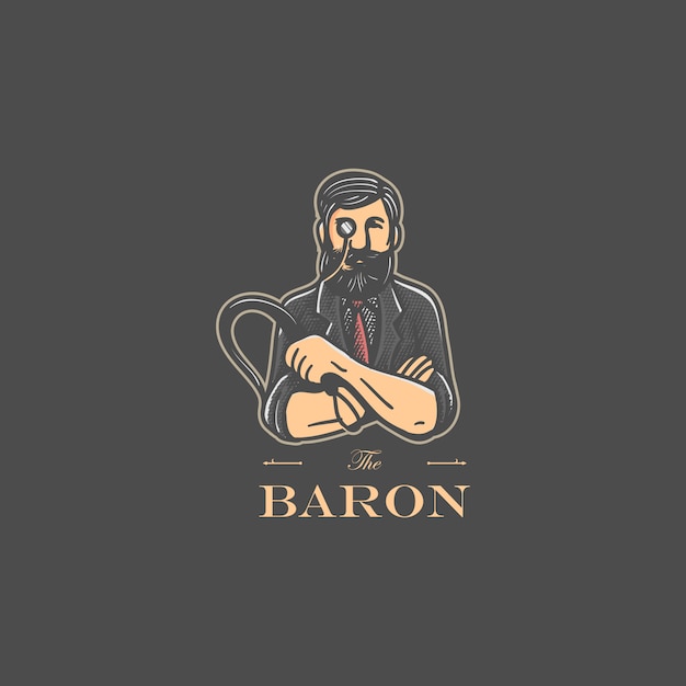 Elegant Mustachioed Baron in Vintage Engraved Portrait Style | Jiffy ...