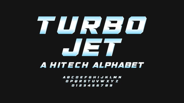 Sleek and Futuristic Turbo Jet Alphabet in High-Tech Style | Jiffy Designs