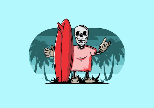 Skeleton Surfer Catches the Waves on a Tropical Beach | Jiffy Designs