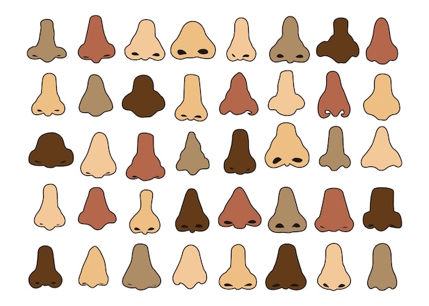 Diverse Nose Shapes in Earthy Tones: A Whimsical Collection | Jiffy Designs