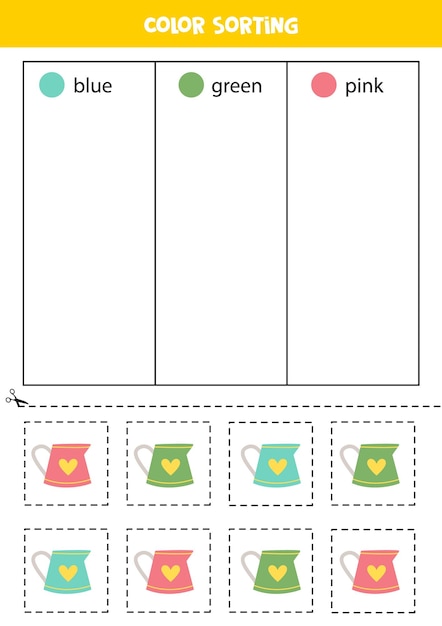 Color Sorting Educational Worksheet with Shapes and Boxes | Jiffy Designs