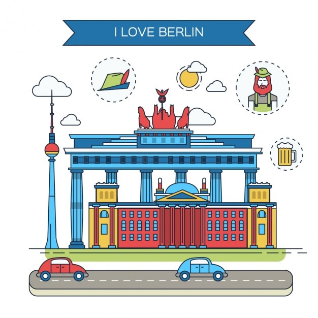 Whimsical Berlin Cityscape with Iconic Landmarks and Symbols | Jiffy ...